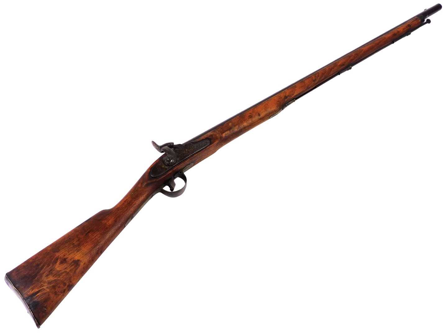 Lot 18 - 19thC muzzle loading hammer action musket,