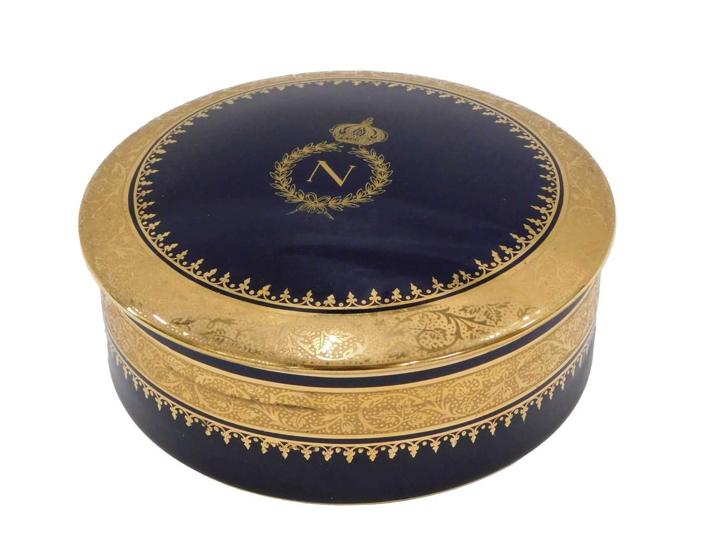 Lot 264 - A Limoges royal blue box and cover, with
